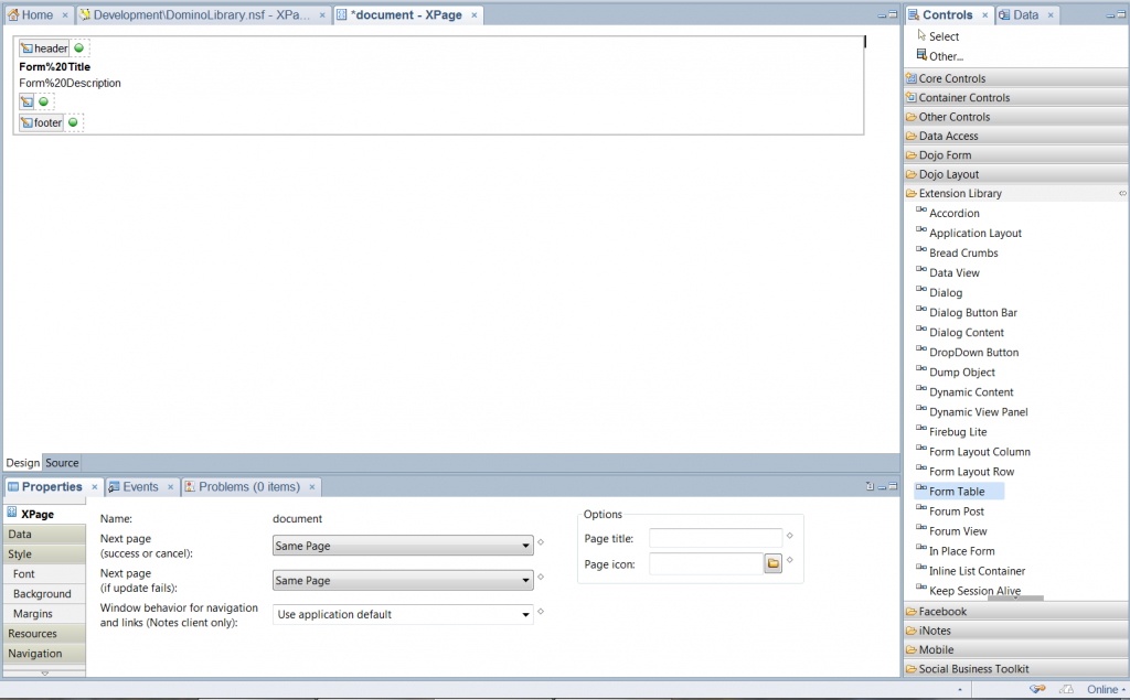 The Form Table and Form Layout Row controls of the Extension Library ...